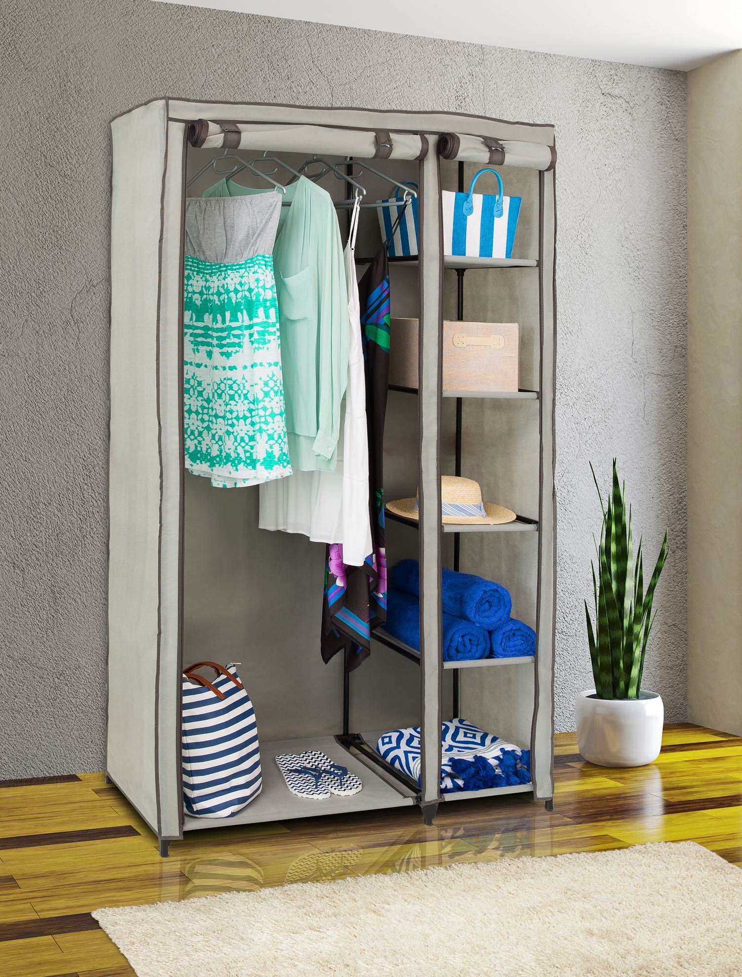 Retractaline. 4 Shelf Hanging Wardrobe