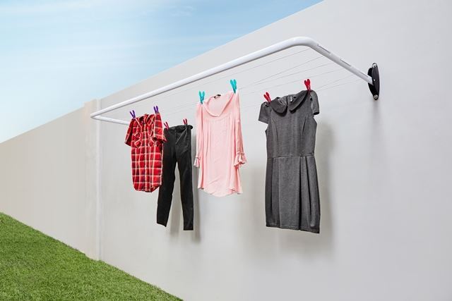 Retractaline. Swingline Slim Wall Mounted Folding Frame Clothesline